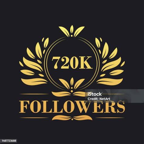 720k 추종자 축하 디자인 소셜 미디어 팔로워를 위한 고급스러운 720k 팔로워 로고 벡터에 대한 스톡 벡터 아트 및 기타