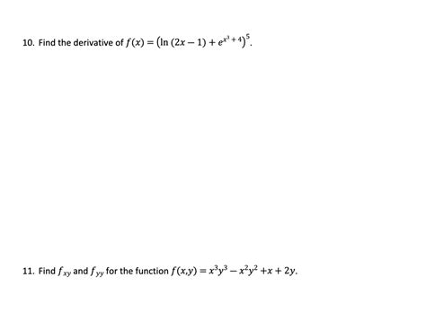 Solved Find The Derivative Of F X Ln 2x 1 Ex3 4 5 Find