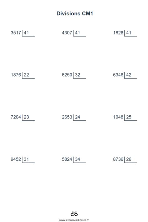 Division Cm1 Exercices Et Fiches à Télécharger