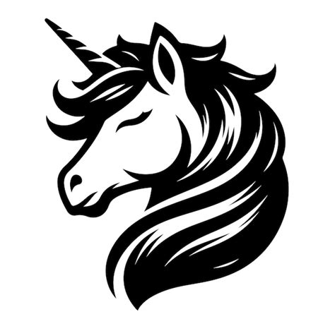 Unicorn Face Vector Silhouette Illustration Premium Ai Generated Vector