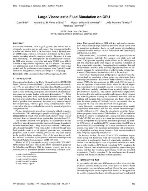 Pdf Large Viscoelastic Fluid Simulation On Gpu