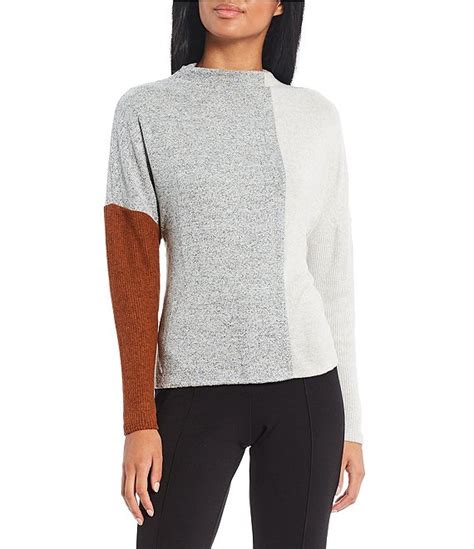 In San Francisco Colorblock Mock Neck Sweater Dillards