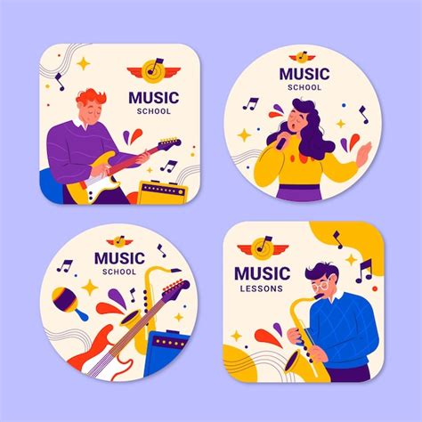 손으로 그린 음악 학교 Photocall 템플릿 무료 벡터