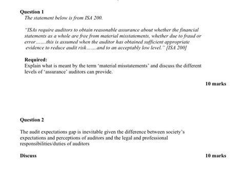 [solved] 4 question 1 the statement below is from isa 200 isas