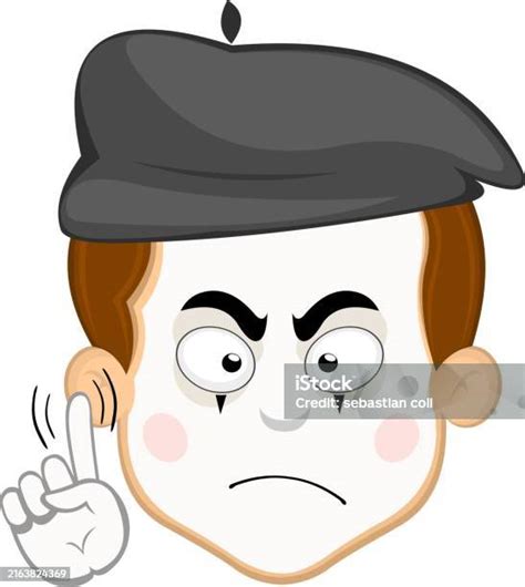 벡터 일러스트 레이 션 머리 캐릭터 거리 연기자 마임 만화 말하다 손가락 손 몸짓 거리에 대한 스톡 벡터 아트 및 기타 이미지