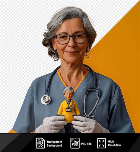 Premium Psd Smiling Middleaged Female Doctor Wearing Uniform And