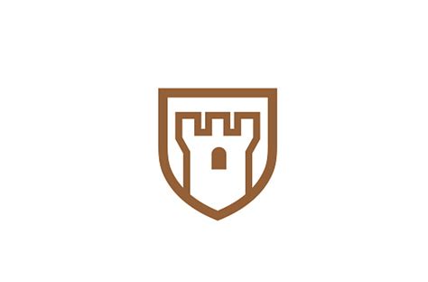 크리에이티브 쉴드 캐슬 로고 디자인 벡터 기호 일러스트 성 건축물에 대한 스톡 벡터 아트 및 기타 이미지 성 건축물
