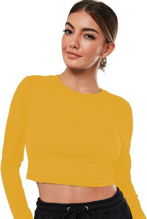 Buy The Blazze Women Cotton Blend Yellow Top M Online At Best Prices In