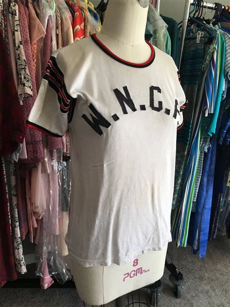 1950s Vintage Athletic T Shirt In White Navy Appliqué Wncp