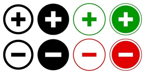 Premium Vector Round Plus Sign Minus Sign Icons Set Positive
