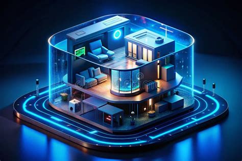 Experience The Future Of Home Automation A Seamlessly Integrated Smart Home With Vibrant Blue