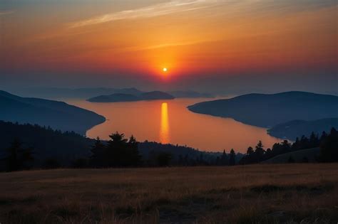 Premium Ai Image Abstract Gradient Sunrise In The Sky With Blue And