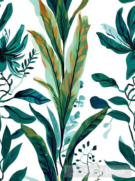 Evergreen Oasis Tropical Leaves Pattern Art