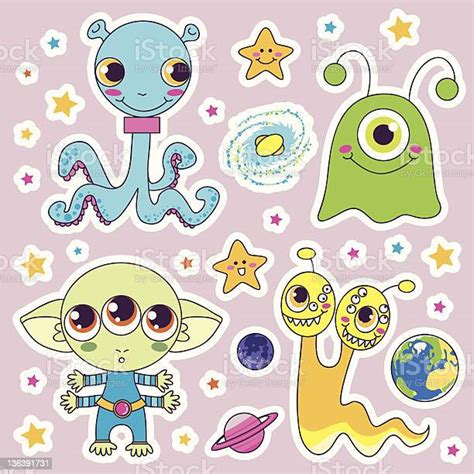하위 외국인 Monsters 귀여운에 대한 스톡 벡터 아트 및 기타 이미지 귀여운 끈적끈적한 눈 신체 부분 Istock