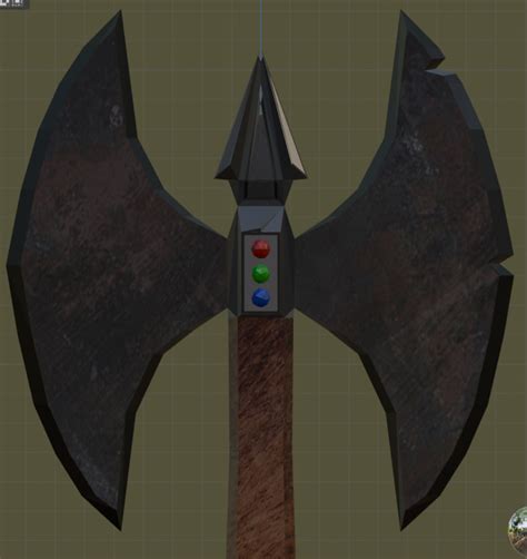 Gemstone Axe With 3 Gems Embedded In It Ruby Emerald Sapphire