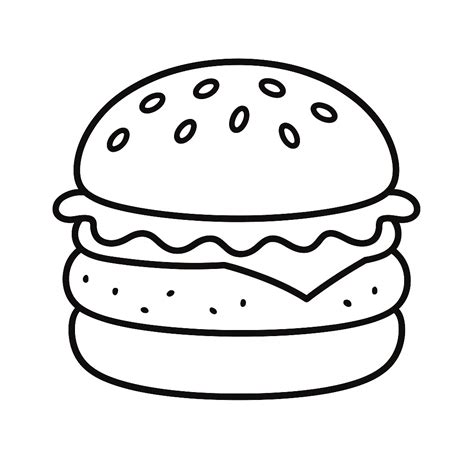 Hamburger With Sesame Bun Bold And Easy Coloring Pages