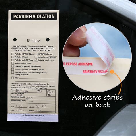 2 Part Parking Violation Ticket With Numbers And Perforation Tags Sku