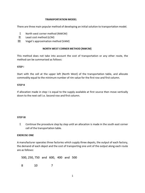 Transportation And Assignment Model Pdf Matrix Mathematics Demand