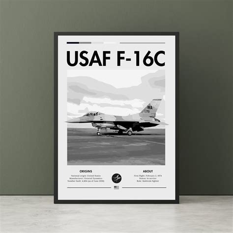 Usaf F 16 Poster Usaf Aviation Art Multirole Fighter Jet Print Plane