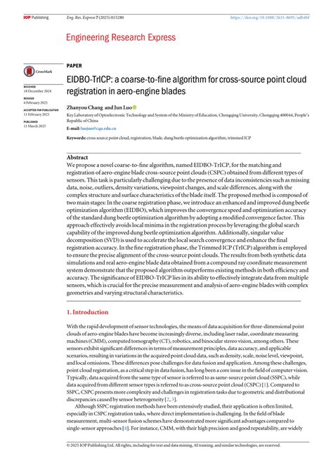 Eidbo Tricp A Coarse To Fine Algorithm For Cross Source Point Cloud Registration In Aero Engine