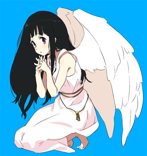 Bonbas24 Chitanda Eru Hyouka Commentary 1girl Angel Wings Bare