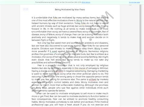 Being Motivated By Your Fears Essay Example 449 Words Essaypay