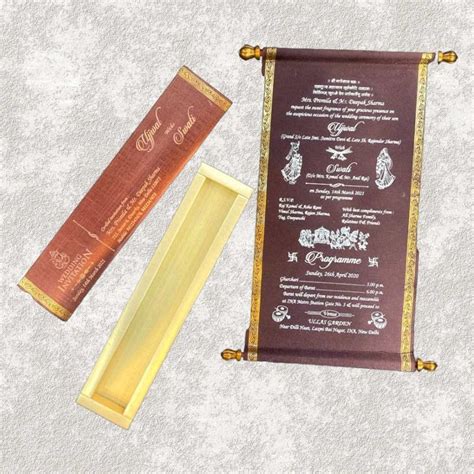 Kl7 Crepe Fabric Scroll Wedding Invitation Card At ₹ 100piece Scroll