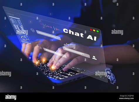 Virtual Screen On Laptop Hands Chatting With Chatgpt With Hologram