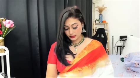 Cute Anna Sexy Live In Orange Saree Eporner