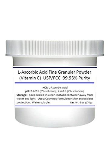 L Ascorbic Acid Powder Uspfcc Grade Vitamin C 6 Oz Jar For Use In