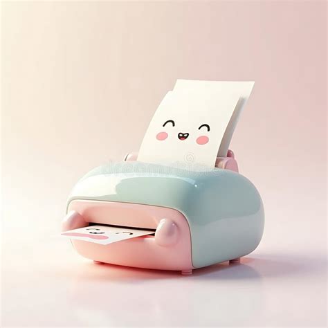 Adorable Pastel Printer Cute Cartoon Design Happy Faces Soft Hues