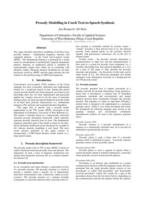 Pdf Prosody Modelling In Czech Text To Speech Synthesis