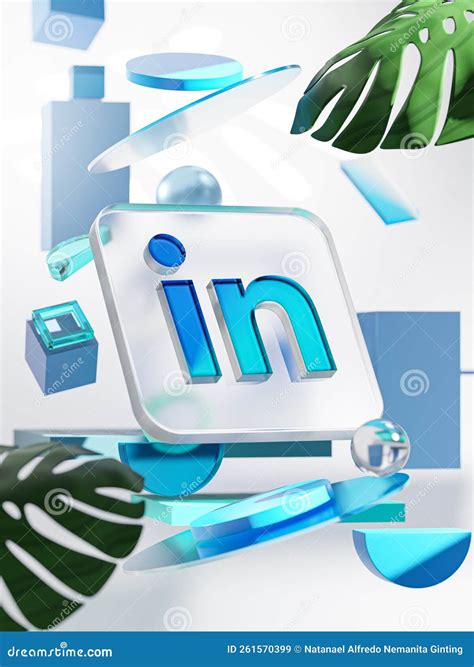 Linkedin Icon Geometric Shapes With Glassmorphism Square Glass And