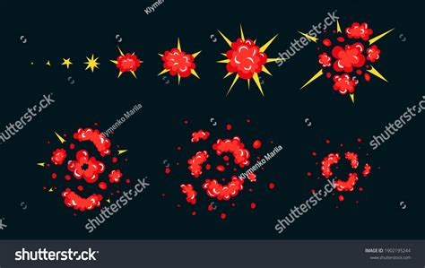 플랫 폭발의 스프라이트 시트 만화 또는 스톡 벡터로열티 프리 1902195244 Shutterstock