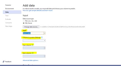 The Results Of Table And Column To Predict Label Options Lost For