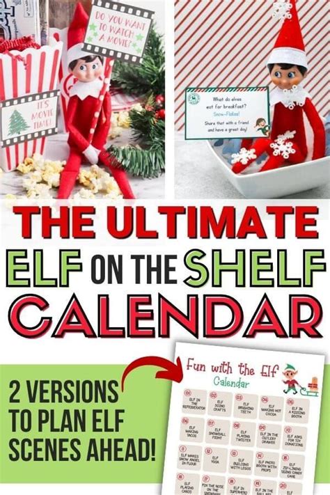 Free Printable Elf On The Shelf Calendar Filled With Ideas School Christmas Party Elf