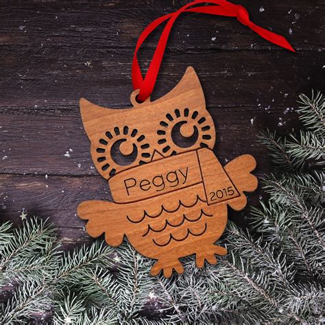 Owl Wooden Christmas Ornament Graphic Spaces