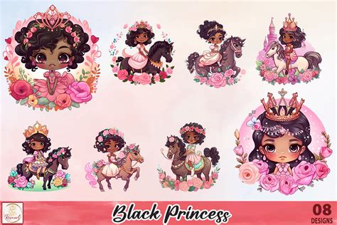 Cute Black Princess PNG Watercolor Graphic By Rose Art Creative Fabrica