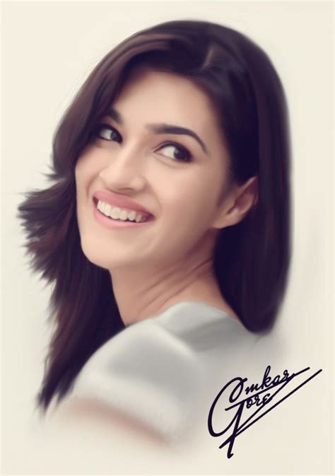 Digital Painting Kriti Sanon On Photoshop CC Using Pen Tablet Beautiful Indian Actress