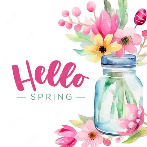 Premium Vector Hello Spring Watercolor Paint