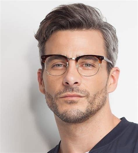 Mens Non Surgical Hair System 2 Dark Brown With Grey Strands Of