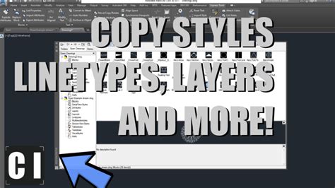 autocad tutorial design center copy styles linetypes blocks from