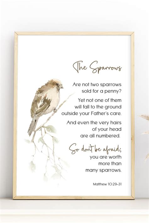 The Sparrow Bible Verse Poster Modern Christian Watercolor Etsy