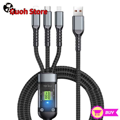 3 In 1สายชาร์จ Usb ไมโคร Usb ชนิด C 66w สายแยกชาร์จเร็วหลายสายข้อมูลพร้อมหน้าจอที่ชัดเจน