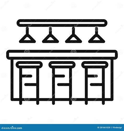 Restaurant Bar Counter Icon Outline Vector Cafe Table Stock
