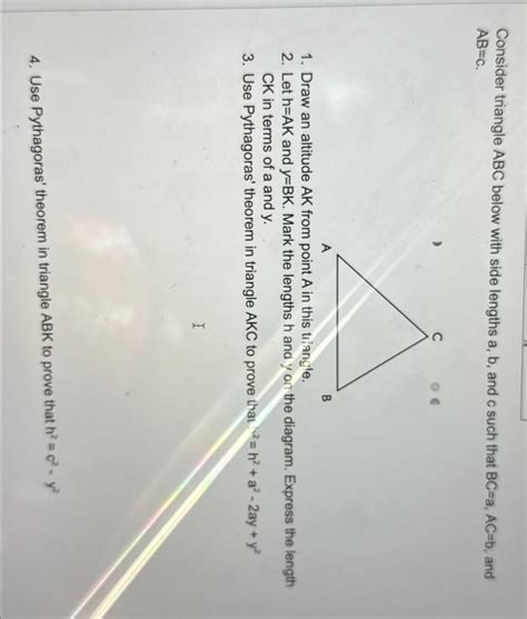 Solved Consider Triangle ABC Below With Side Lengths A B Chegg Com
