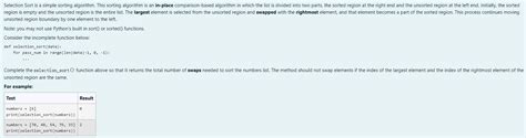 Solved Selection Sort Is A Simple Sorting Algorithm This Chegg