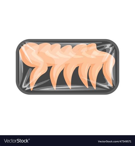 Frozen Chicken Meat In Polyethylene Package Tray Vector Image