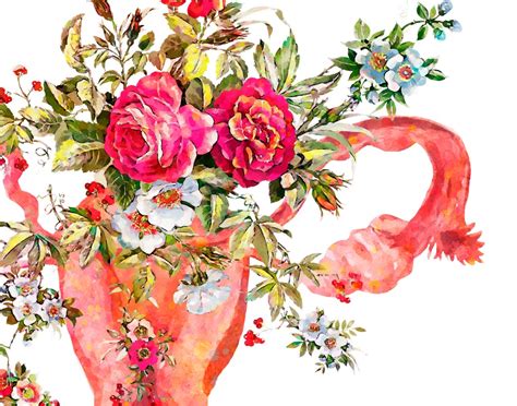 Watercolor Floral Uterus Art Print Fetus In Womb Print Woman Etsy