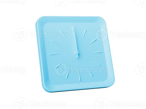 3d Simple Soft Blue Square Wall Clock 12 Oclock Twelve Oclock 3d Illustration 50205559 Png